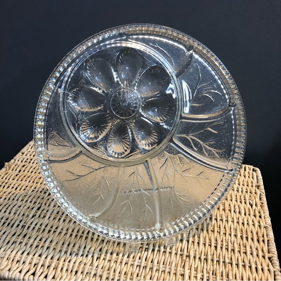 Vintage | Dining | Vintage Clear Glass Deviled Egg And Canape Platter ...